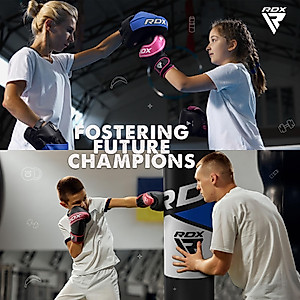 RDX Kids Boxing Gloves, 6oz 4oz Junior Training Mitts, Maya Hide Leather Ventilated Palm, Muay Thai Sparring MMA Kickboxing Fighting, Punch Bag Speed Ball Focus Pads Punching Workout