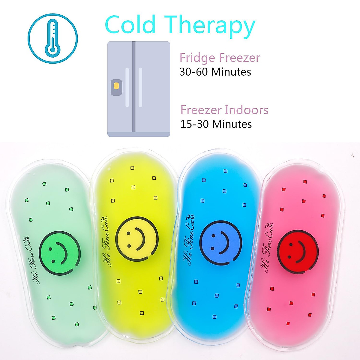 Small Ice Packs, Gel Ice Packs for Injuries Hot & Cold Ice Packs Bulk Reusable Gel Bead Ice Pack Cold Compress for Pain Relief, Christmas Gift (4 Count (Pack of 1) Smile)