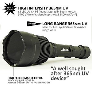 uvBeast New V3 365nm Black Light UV Flashlight – HIGH Definition Ultraviolet - HIGH Power and Long Range Professional Grade Beam Best for Professional/Commercial Use – USA Stock