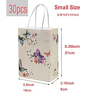 YYaaloa Gift Bags Kraft Paper Bags with Handle 8.26 x 5.9 x 3.15 inch Party Favor Bags for Baby Shower Kids Birthday Wedding Xmas Party Supplies (Pack of 30)