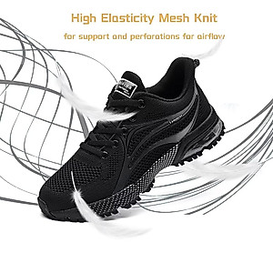 ZOOMCO Womens Air Running Shoes Non Slip Tennis Walking Shoes Women Mesh Cushion Sneakers for Gym Workout Sports Black