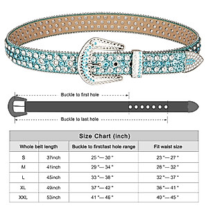 UnFader Womens Men Rhinestone Western Belts Bling Cowgirl Designer Diamond Studded Belts for Jeans