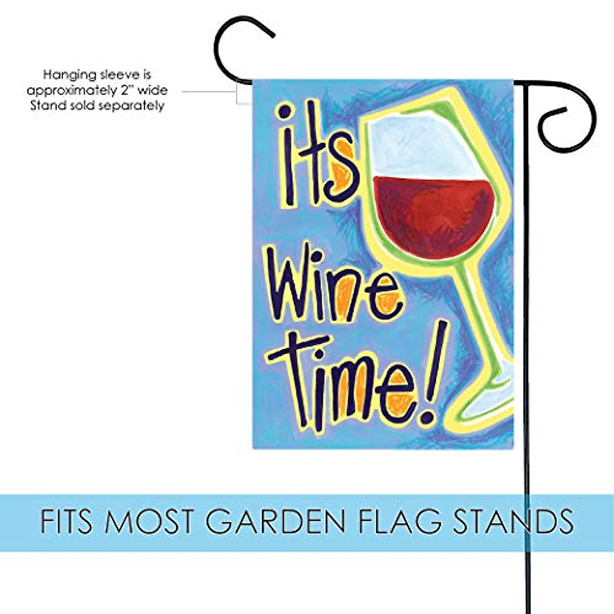 Toland Home Garden 110030 It's Wine Time Party Flag 12x18 Inch Double Sided Party Garden Flag for Outdoor House Flag Yard Decoration