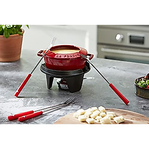 Kuhn Rikon Swiss Cross 6 Piece Cheese fondue Forks, Small, Silver/Red