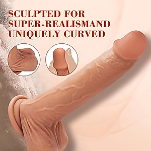 LOVENOTE Thrusting Vibrating Dildo for Women Realistic Suction Cup Dildo for G Spot Clitoral Anal Stimulation, Remote Control Dildo with 5 Thrusts 7 Vibrations, Silicone Adult Sex Toys for Woman Men