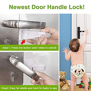 Door Lever Child Lock, Baby Proofing Handle Locks Deter Kids Pets from Opening Handle Doors & Getting Locked in Rooms, Tool-Free Install Easiest Use (White-3pack)