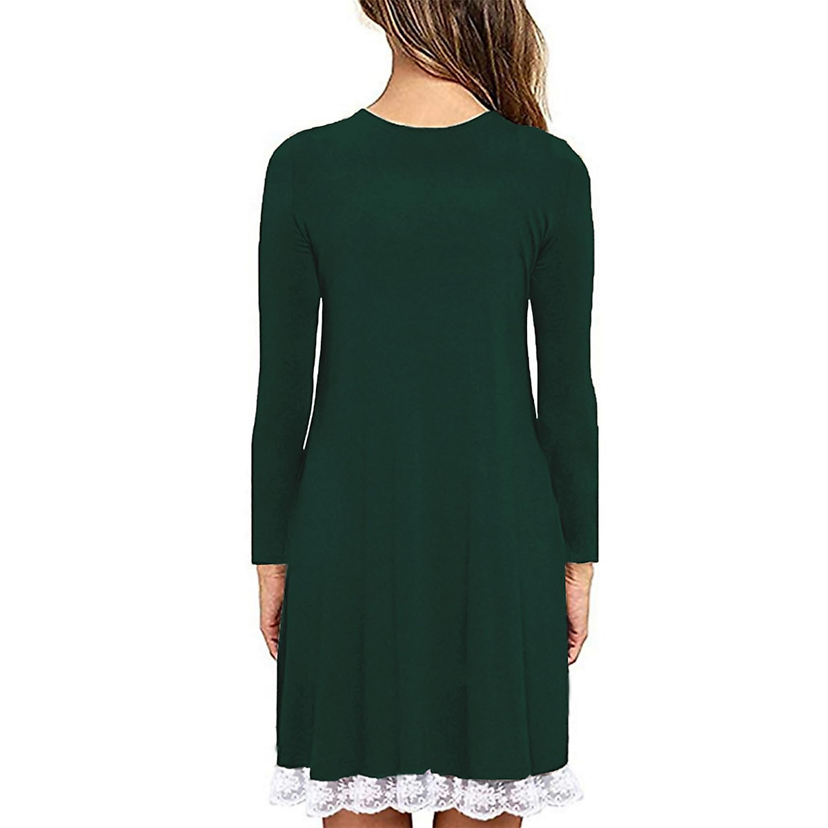 Halife Cute Christmas Dresses for Women Long Sleeve Casual Swing Tunic Dress with Pockets Dark Green L