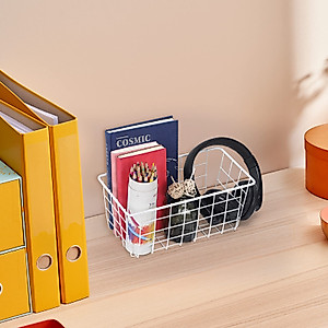 5 Pack Wire Storage Baskets, Hanging Wall Basket Premium Metal Storage Bin Organizer Basket for Home Office Kitchen Pantry Bathroom Countertop