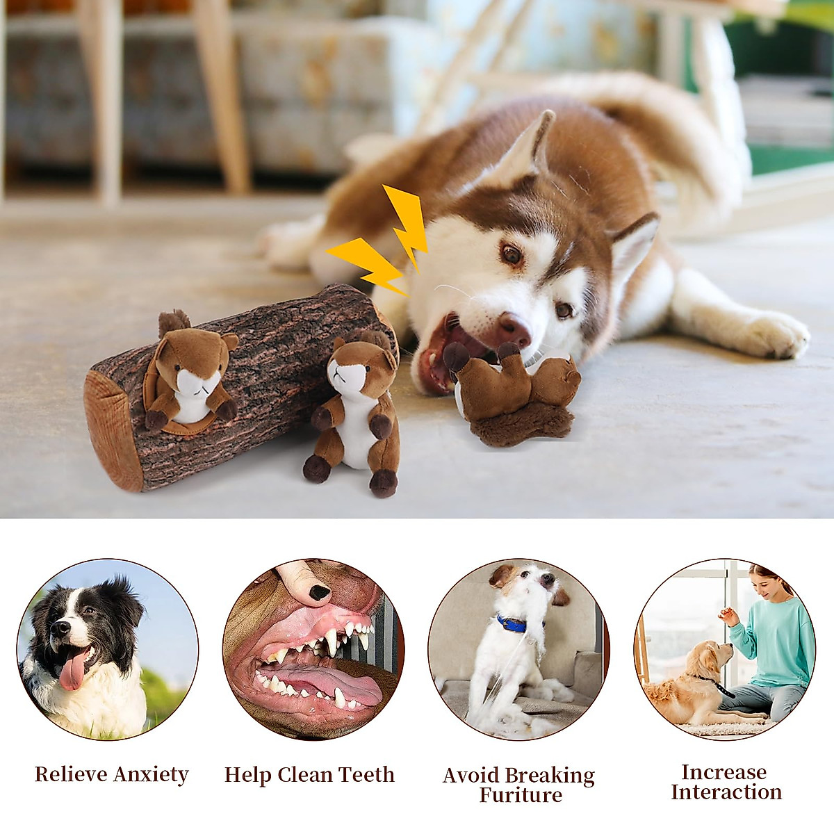 IFOYO Hide and Seek Dog Toys, 2 in 1 Interactive Plush Dog Toy, Stimulating Squeaky Pet Enrichment and Puppy Toys for Small and Medium Dogs