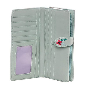 Shag Wear Corgi Dog Pattern Large Wallet for Women and Teen Girls Vegan Faux Leather 7" Mint