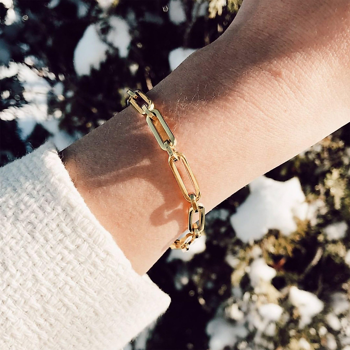 Ross-Simons Italian 14kt Yellow Gold Paper Clip Link Bracelet. 7 inches