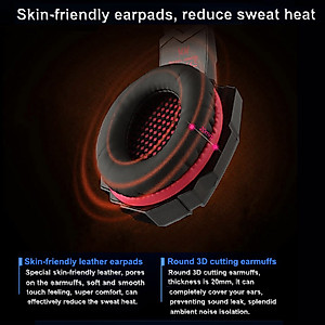 KOTION EACH G9000 Gaming Headset, 3.5mm LED Light Game Headset for PlayStation 4 PS4 with Microphone for Laptop, Tablets, Computers, iPhone and Smartphones (Blue in Black)