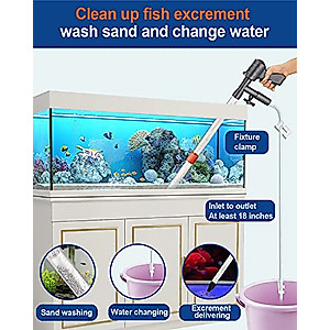 QZQ Aquarium Gravel Cleaner [2023 Edition] Vacuum Fish Tank Vacuum Cleaner Tools for Aquarium Water Changer with Aquarium Thermometers Fish Net kit Use for Fish Tank Cleaning Gravel and Sand