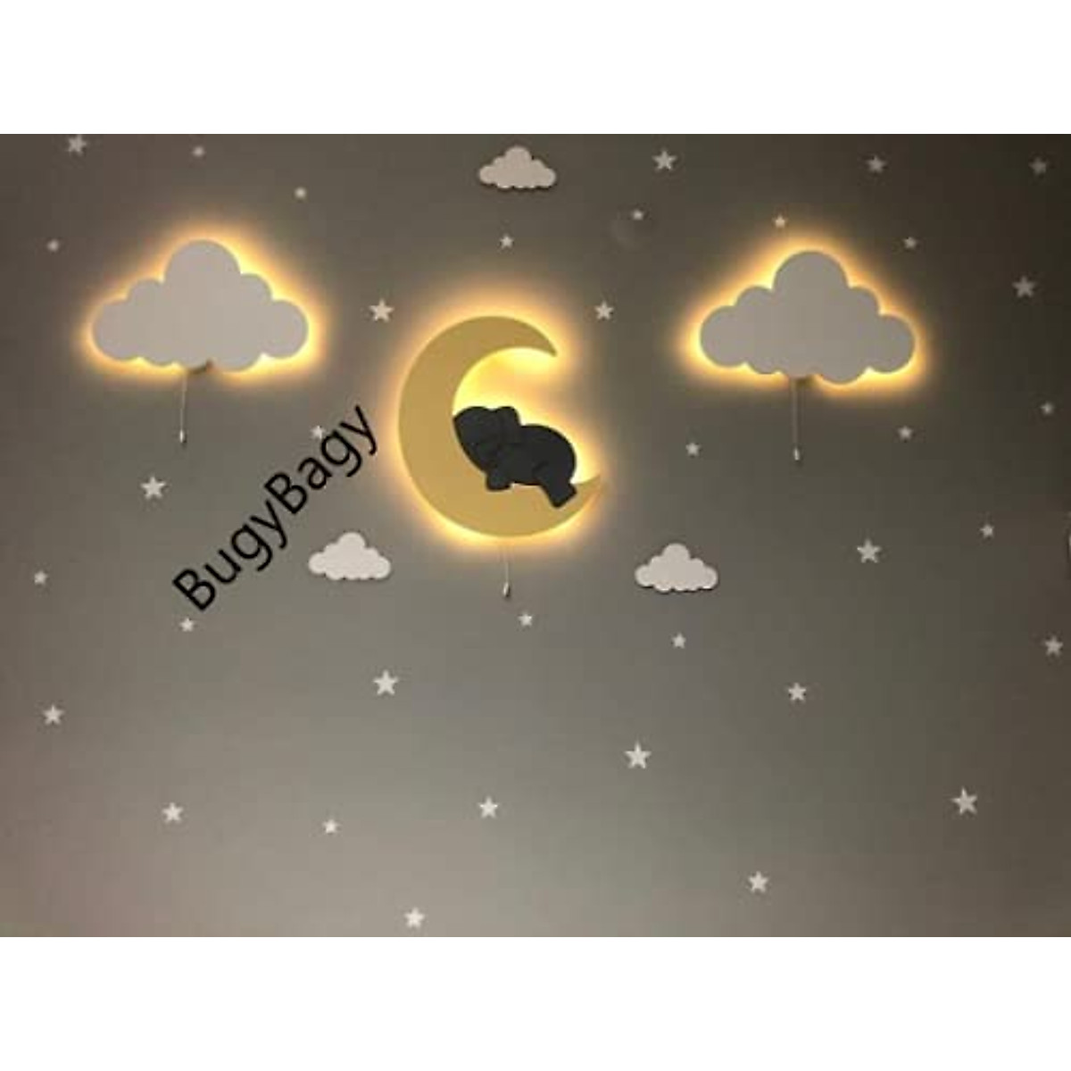 BugyBagy White Cloud Night Light for Nursery - Cloud Shape Battery Operated LED Bedroom Wall Night Light