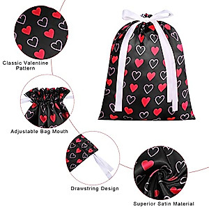 Fovths 9 Pieces Valentine Gift Bags Satin Valentine Gift Bags with Handles Assorted Size Reusable Gift Bag for Weddings, Valentines Day, Party Supplies