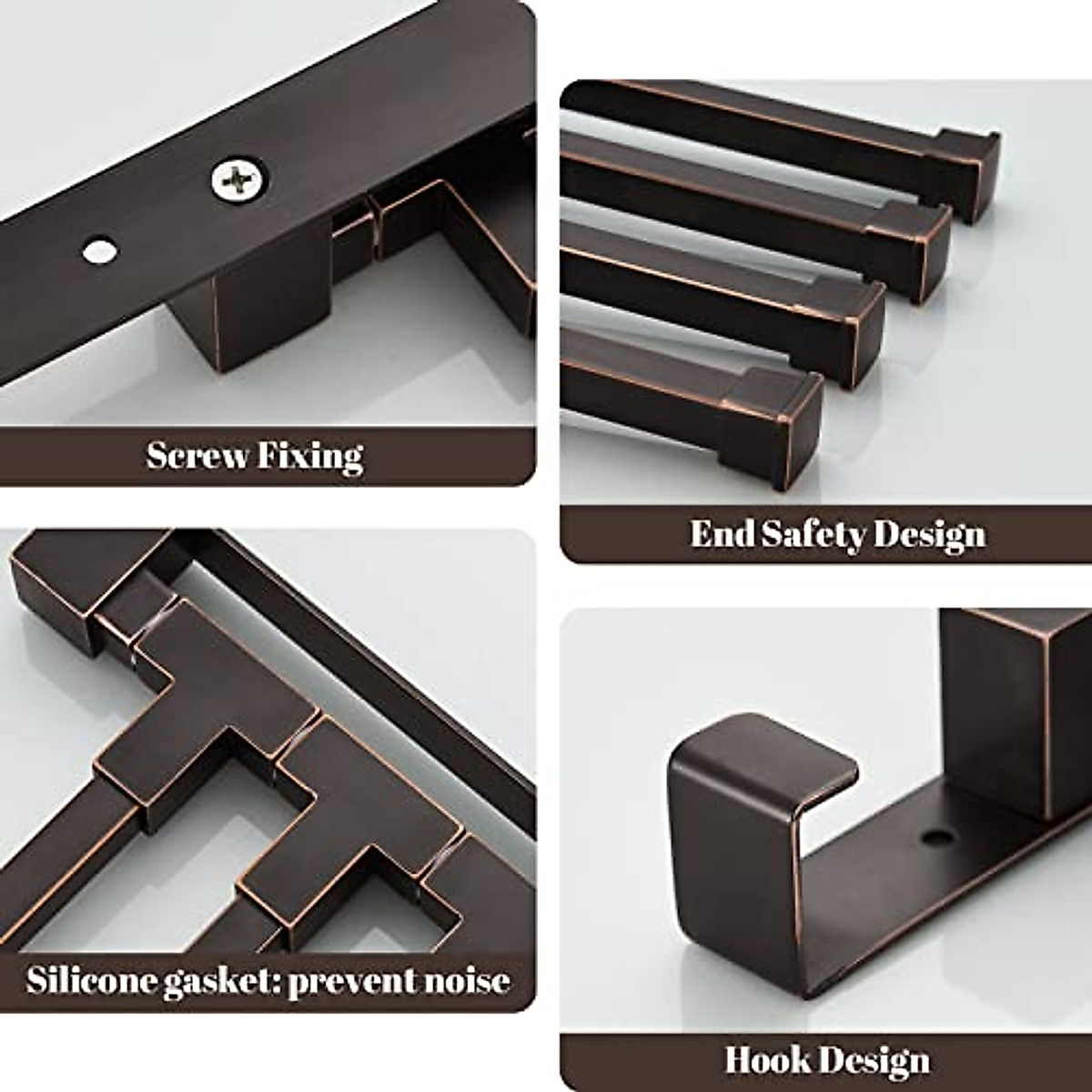 WOLIBEER Swivel Towel Rack, Bronze Towel Bar 4 Arm Wall Mount Oil Rubbed Towel Holder with Rustic Hooks Swing Out Towel Hanger Stainless Steel Bathroom Accessories