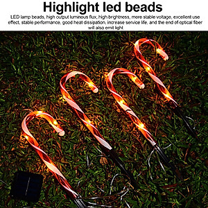 SEEROOTOYS Cane Lights 10 Piece Candy Canes Outdoor Decorations 14.5 Inch Festive Solar Crutches Lights Red LED Lights Pathway Markers Outdoor Garden Stake Lights Wedding Party Decor