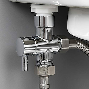 Ciencia Metal T-adapter with Shut-off T Valve, 7/8 or 15/16 and G1/2 3-way Water Tee Connector,for Handheld Toilet Bidet Spray Bathroom,Chrome, DSF006