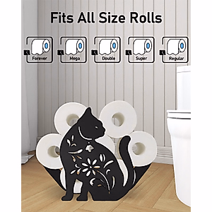 Cute Cat Toilet Paper Storage Stand Decorative, Metal Animal Bathroom Decor 8 Rolls Toilet Paper Holder, Freestanding Tissue Organizer