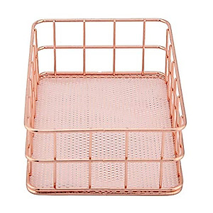 FTVOGUE Makeup Storage Basket Organizer, Rose Gold Mesh Cosmetic Storage Holder Shelves for Makeup Brush Pen Holder(C)