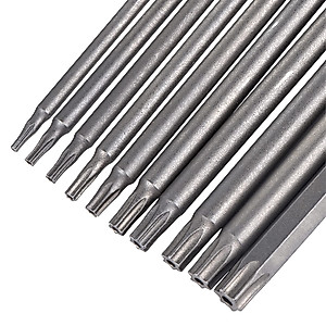 YDLQWCZ 10 Pieces Torx Security Screwdriver Drill Bit Set T6 T7 T8 T10 T15 T20 T25 T27 T30 T40 Torx Bits 1/4 Inch Magnetic Hex Shank 4 Inch Length S2 Steel Tamper Proof Star Screwdriver Bits Tools