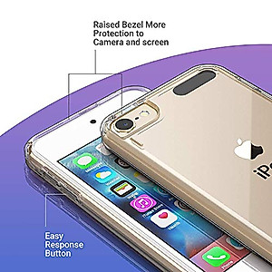ULAK Compatible with iPod Touch 7 Case Clear, iPod Touch 6 Touch 5 Case with 2 Screen Protectors, [Anti-Yellowing] Slim Soft TPU Bumper Hard Cover for iPod Touch 5th /6th /7th Generation, Clear