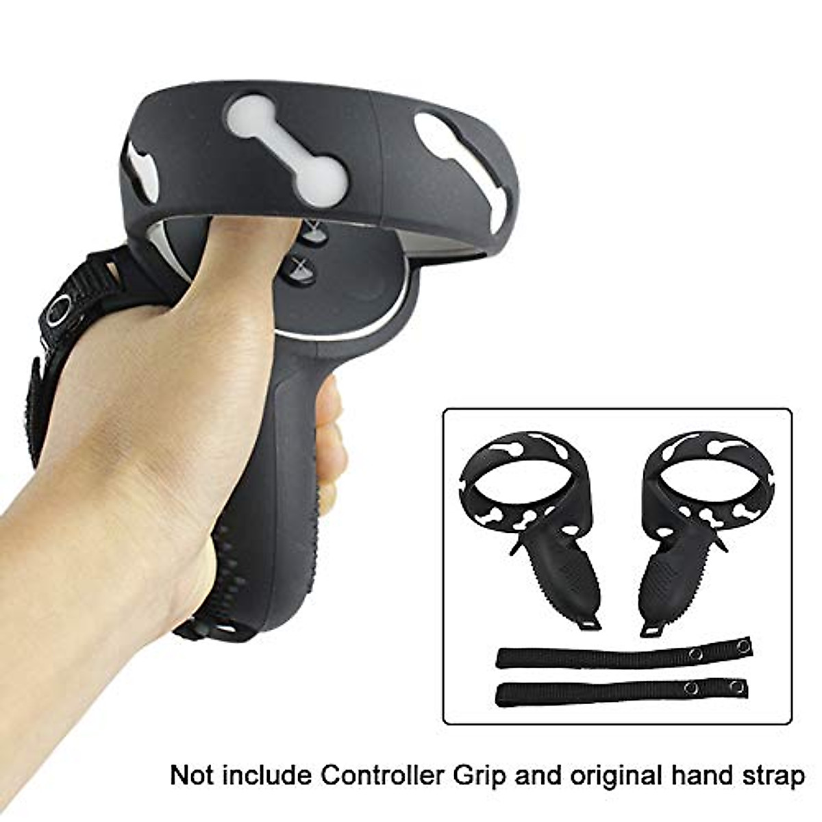 Kakalote Compatible for O culus Quest 2 Touch Controller Full Grip Cover, Slip Proof and Fall Proof Protective Silicone Sleeve with Hand Strap for Quest 2 Headset
