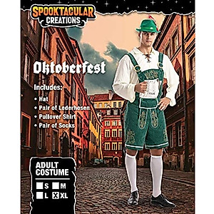 Spooktacular Creations Bavarian Oktoberfest Costume, Lederhosen Mens German Costume for Halloween Costume Party and Beer Festival (Small)
