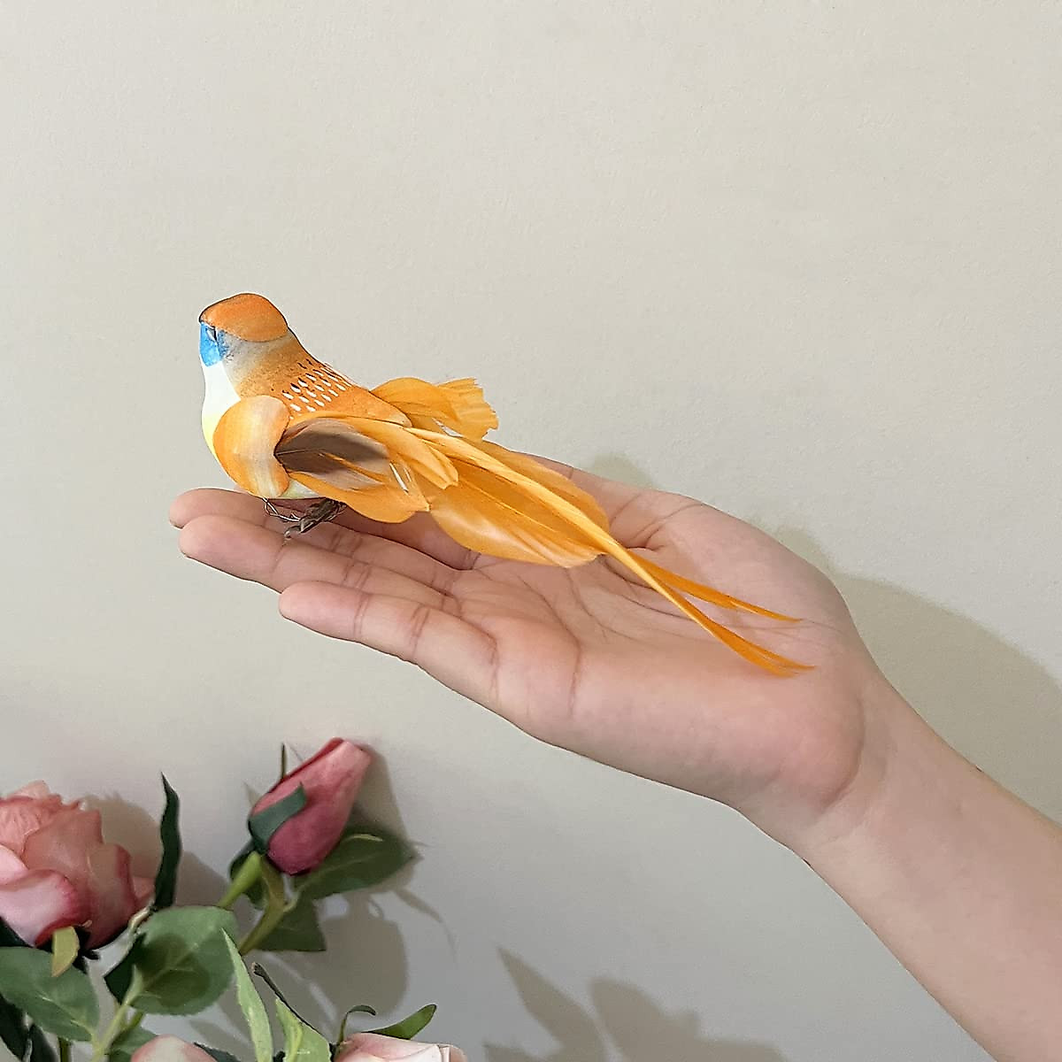 LWINGFLYER 12pcs Artificial Foam Feather Birds with Claw Fake Birds Ornaments for Craft Festival Christmas Decoration Wedding Decor 15cm/5.9inch (12pcs Claw)