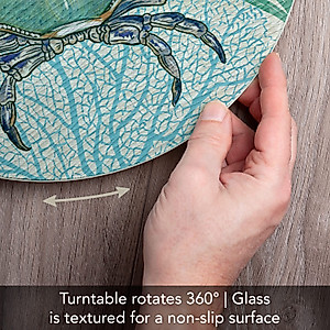 Counterart Oceana 4mm Heat Tolerant Tempered Glass Lazy Susan Turntable 13" Diameter Cake Plate Condiment Caddy Pizza Server