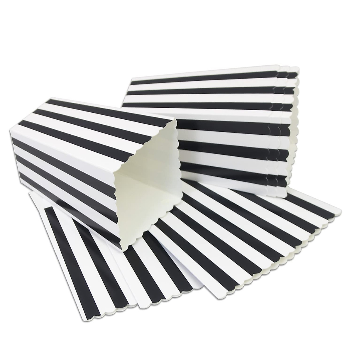 IPALMAY Black and White Striped Mini Paper Popcorn Boxes - Treat Boxes - Birthday Favor Box - Snack Boxes, Family Movie Night Boxes, Set of 36