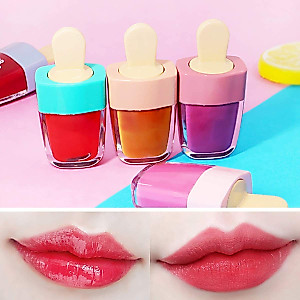 JOLLYSTYLE 15PCS Lip Gloss Tubes - Pink Green Blue Ice Cream Shape Lip Gloss Containers Empty - Refillable Clear Lipgloss/Lip Balm Containers for Girls Women DIY Cosmetics