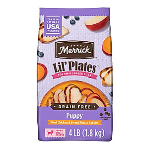 Merrick Lil’ Plates Premium Grain Free Dry Puppy Food For Small Dogs, Real Chicken And Sweet Potato Kibble - 4.0 lb. Bag