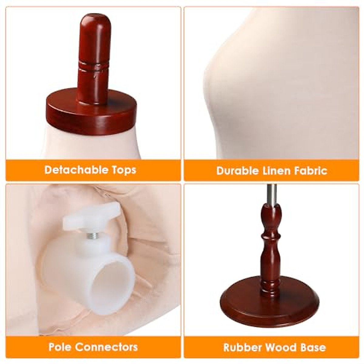 Bonnlo Upgraded Kid Dress Form, 2-3 Years Old, 3-4 Years Old, Toddler Mannequin Torse with Adjustable Rubber Wood Stand for Dress Jewelry Display (0.5-1 Years Old)