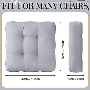 6 Pcs Memory Foam Chair Cushions Kitchen Chair Cushions 16 x 16 x 4 Inch Grey Dining Pad with Ties Memory Foam Cushion Indoor Furniture Seat for Dining Office Room Kitchen Cushion