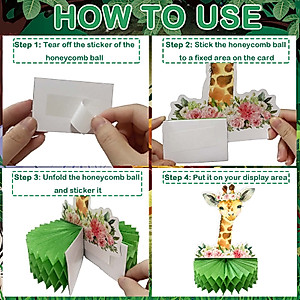 9Pcs Jungle Animals Honeycomb Centerpieces, Safari Baby Shower Table Decorations for Girls Kids, Safari Jungle Themed Birthday Party Suppiles, Wild One Birthday Party Decorations