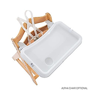 Hauck - Fun for Kids Hauck Alpha Tray + 5-Point Harness, 3 in 1 Table Set for Hauck Wooden Highchair Alpha+, Depth Adjustable Table, Removable Tray, Cup Moulding, Elevated Edge, White