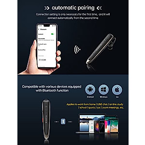 Glazata Wireless Headset with ENC Dual Mic Noise Canceling & Mute Key, apt-X & apt-X HD for Driving, Office, Business, Compatible with Cell Phone and PC 「Black」