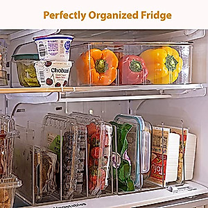 smartified Fridge Acrylic Organizer with Vertical Dividers to Store Fruit Clamshells, Deli, Trays, Books & Wallets - Kitchen Refrigerator Desk, 1 Pc
