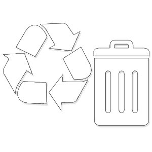 White Vinyl Recycle and Trash Bin Sticker (Decal Weatherproof for Trash Cans, Garbage Receptacles Bins (2.5 x 2.5 Inches)