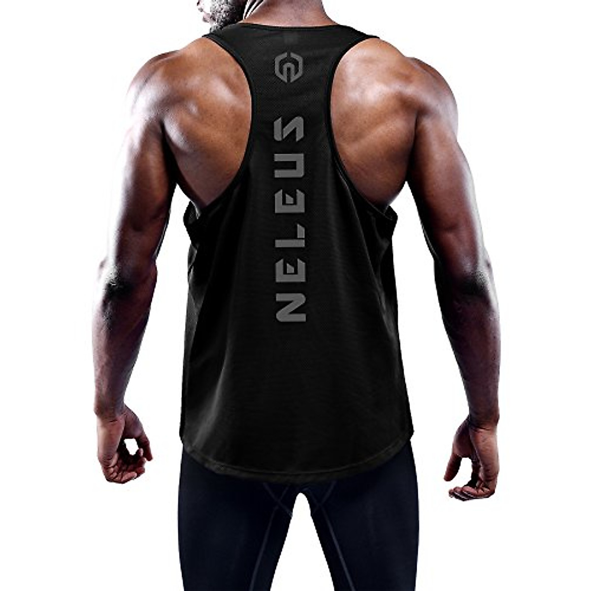 NELEUS Men's 3 Pack Dry Fit Athletic Muscle Tank Workout Gym Shirt,5031,Black,Grey,White,XL,EU 2XL