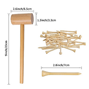 Waenerec Wooden Mallet Hammering & Pounding Toys Set Simulation Wooden Hammer Toddler Fake Hammer Portable Montessori Toy Hammer and Nails for Kids