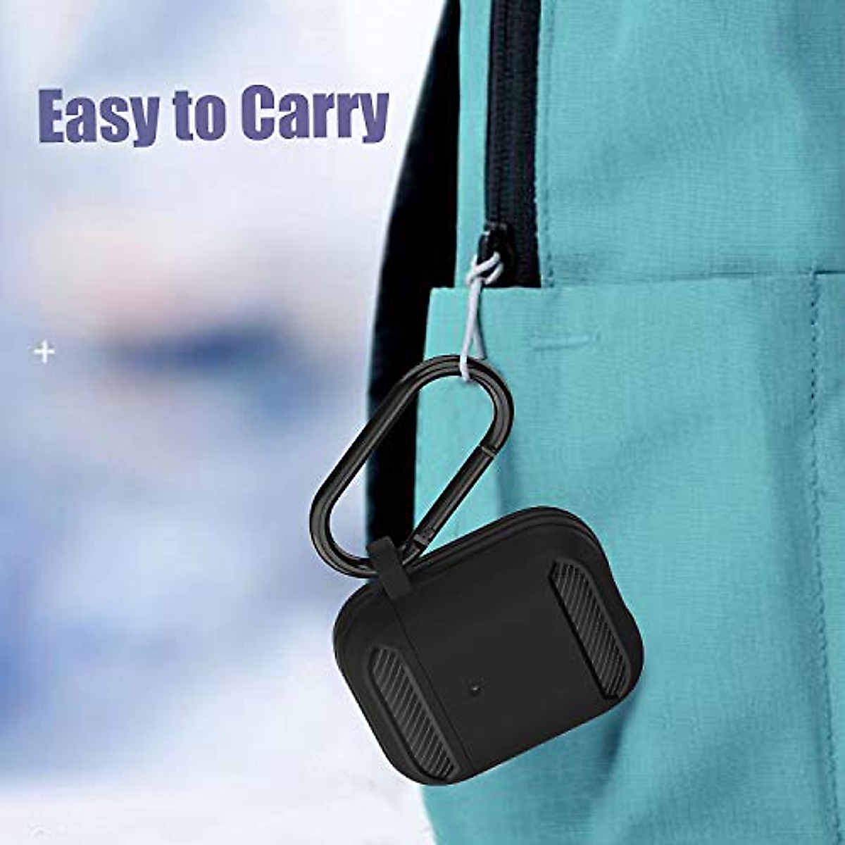 OETKER Compatible with Airpods Case Cover for Men with Keychain, Full-Body Shockproof Protective Airpod 2 Case Skin Accessories Air Pod Case for Airpods 2 & 1, Black