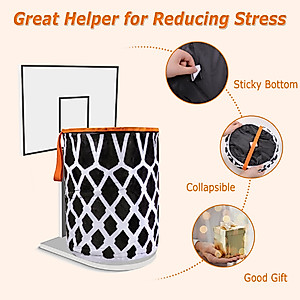 VSSOLO Trash Can Basketball Hoop Suit,Collapsible Basketball Trash Can, Simulate a Real Basketball Net Trash Can, Hoop Wastebasket Trash Can for Room, Kitchen, Bedroom,Office,Outdoor Party,Gym