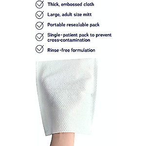 MedVance Fragranced Large and Durable Wash Mitts | Rinse Free Microwaveable Adult Bed Bath Durable Skin Cleansing Cloths | Wet Wash Gloves | Incontinence Wash Cloths | 3 Packs