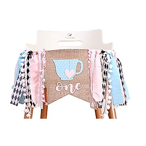 1st Birthday Banner for Alice in Onederland - Scrappy Banner, Alice in Wonderland Fabric Garland, Highchair Banner, Photo Prop, Birthday Decor, First Birthday Party (Alice in ONEDERLAND)