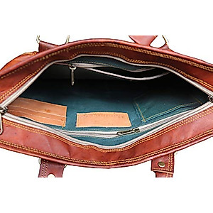 Firu-Handmade Leather Purses for Women Leather Tote Bag Satchel Vintage Genuine Leather Purses for Women Handbag Office Casual with outer Pocket