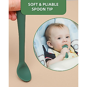 KingKam Silicone Baby Spoons 6 Pack, First Stage Infant Spoons Utensils for Parent & Self-Feeding, Bendable Toddles Training Spoons with Soft-Tip, Dishwasher Safe & Boil-proof