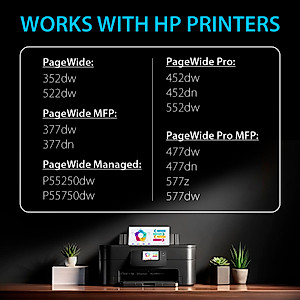 Smart Ink Compatible Ink Cartridge Replacement for HP 972A 972 (4 Pack Combo) to use with PageWide Pro 477dw 577dw 452dw 477dn 452dn 577z 552dw 377dw P55250dw Printers (Black & Cyan Magenta Yellow)