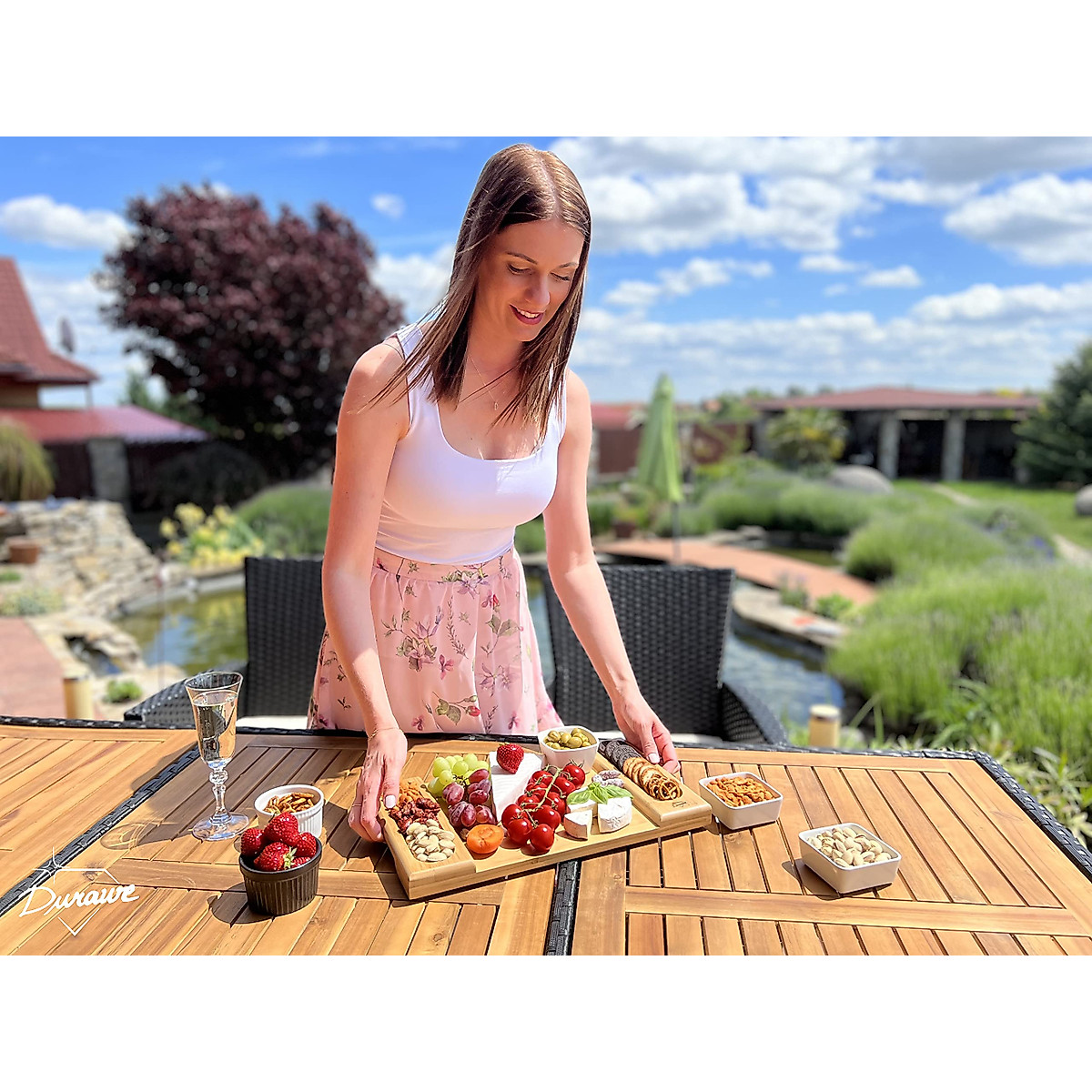 Bamboo Cheese Board Charcuterie Platter & Serving Tray Charcuterie Boards Gift Set Butter Board Perfect Choice for Gourmets, Birthday Presents, Wedding Gifts, Mothers & Housewarming Gifts